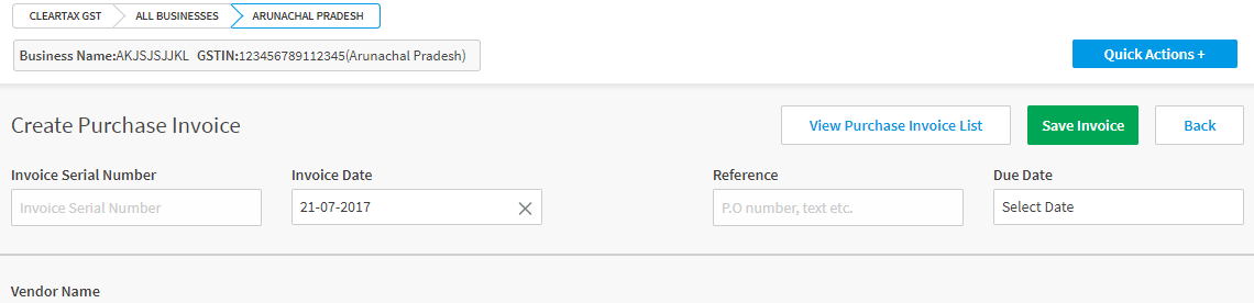 ClearTax GST Software- How to Record, View, Bulk Import Purchase Invoices