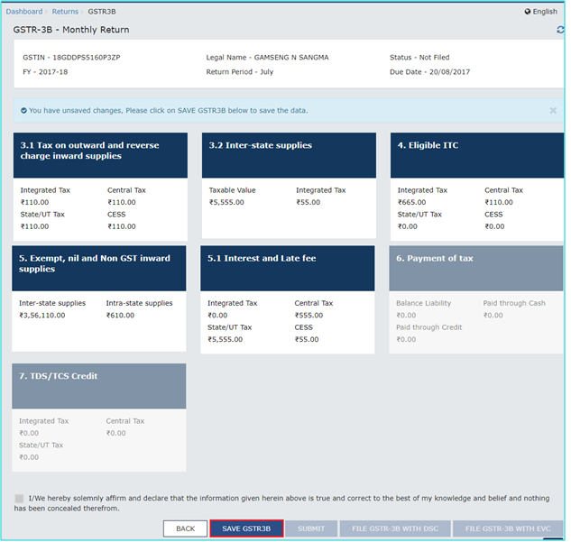 Details to be Mentioned in GSTR 3B Form